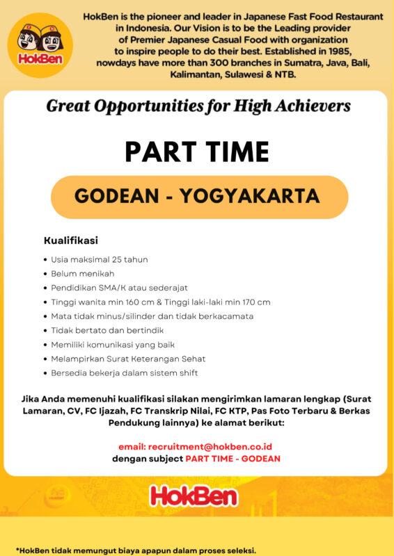 Lowongan Kerja Part Timer Restaurant di PT. Eka Bogainti (HokBen) - LokerJogja.ID