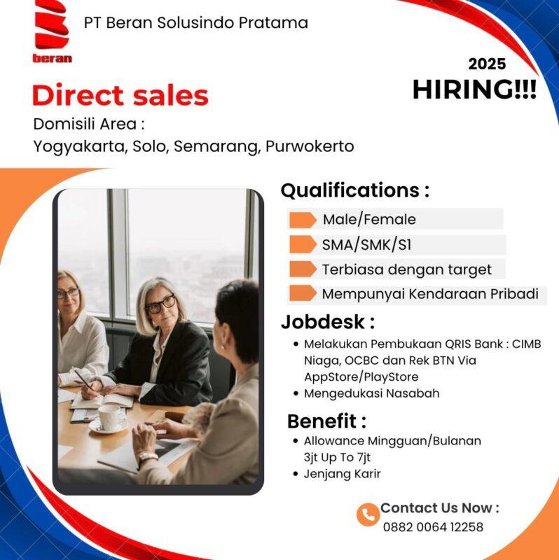 Lowongan Kerja Direct Sales di PT. Beran Solusindo Pratama - LokerJogja.ID