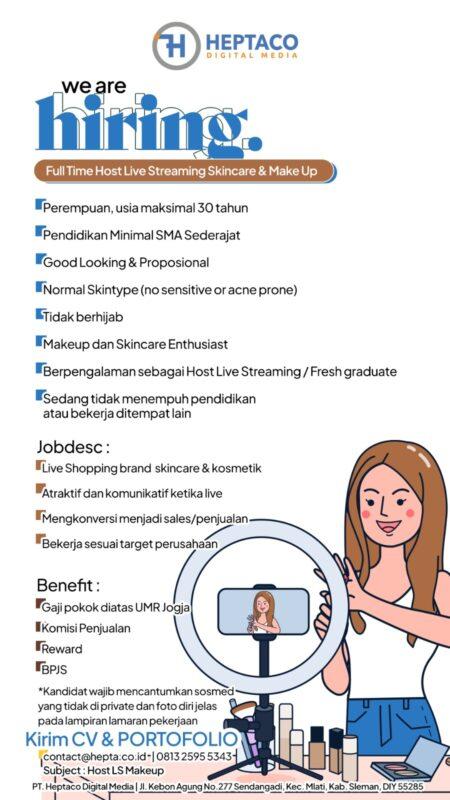 Lowongan Kerja Host Live Streaming Skincare & Makeup - Account ...