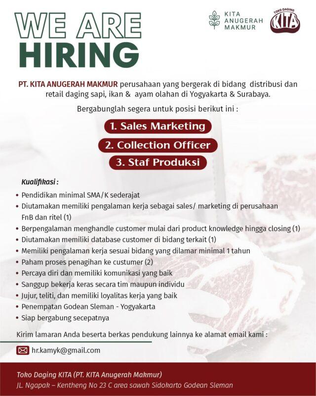 Lowongan Kerja Sales Marketing - Collection Officer - Staf Produksi di PT. Kita Anugerah Makmur ...