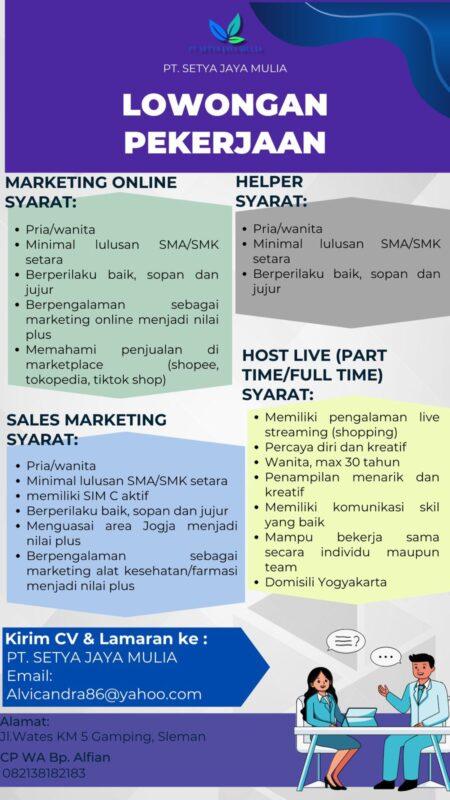 Lowongan Kerja Marketing Online - Helper - Sales Marketing - Host Live (Part Time / Full Time ...