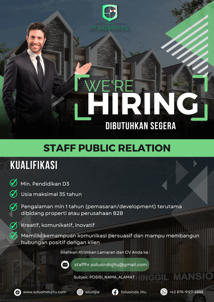 Lowongan Kerja Staff Public Relation - Sales Executive di PT. Solusindo ...