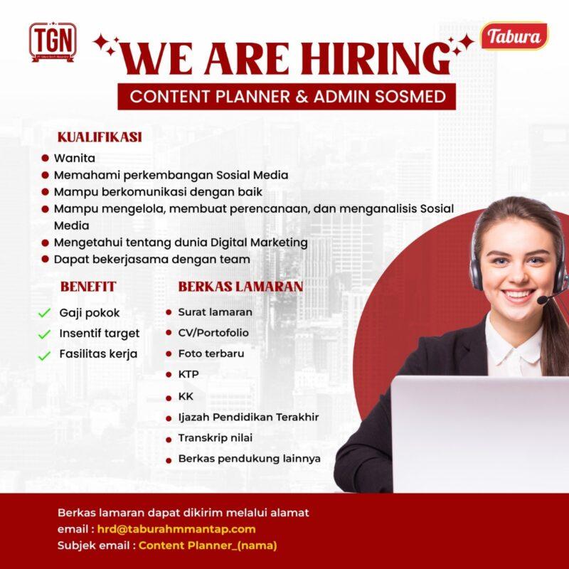 Lowongan Kerja Content Planner & Admin Sosmed - Driver - Operator Produksi - Staff HRD GA ...