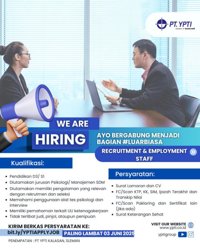 Lowongan Kerja Recruitment & Employment Staff di PT. Yogya Presisi Tekhnikatama Insutri (PT ...