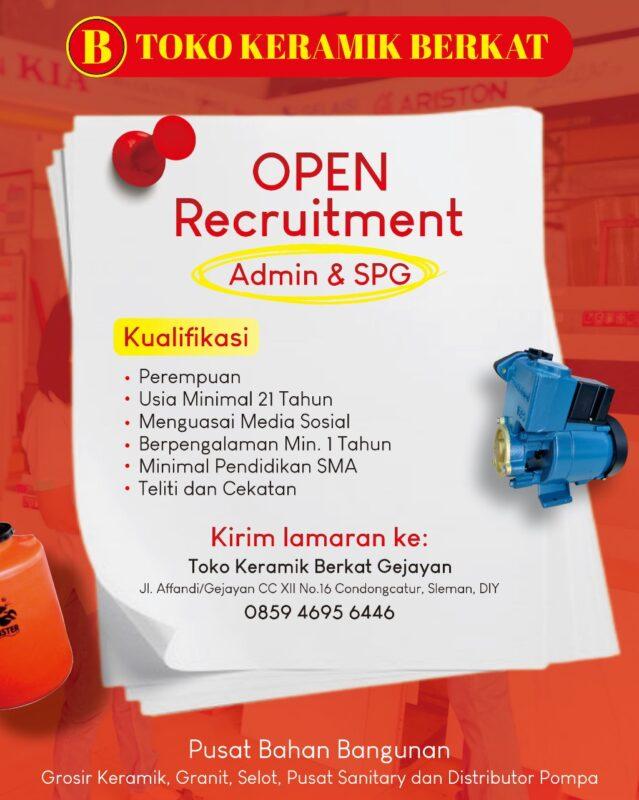 Lowongan Kerja Admin & SPG di Toko Keramik Berkat Gejayan - LokerJogja.ID