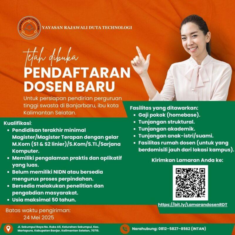 Lowongan Kerja Dosen Teknik Informatika di Yayasan Rajawali Duta ...