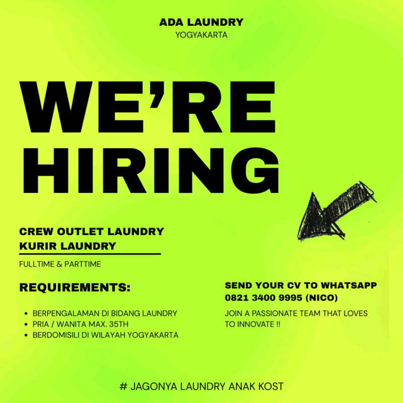 Lowongan Kerja Crew Outlet Laundry - ⁠Kurir Laundry di Ada Laundry ...