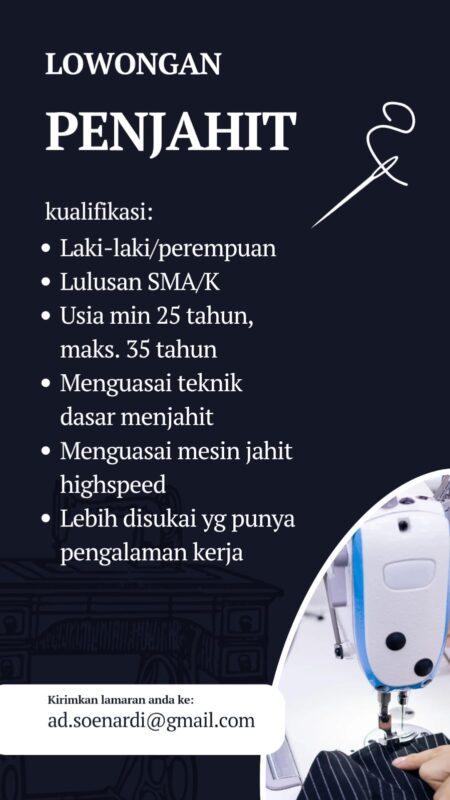 Lowongan Kerja Penjahit di Batik Soenardi - LokerJogja.ID
