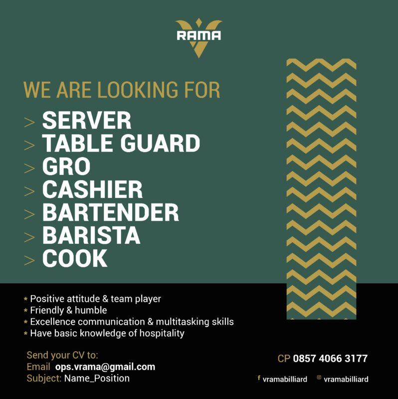 Lowongan Kerja Server - Table Guard - GRO - Cashier - Bartender ...