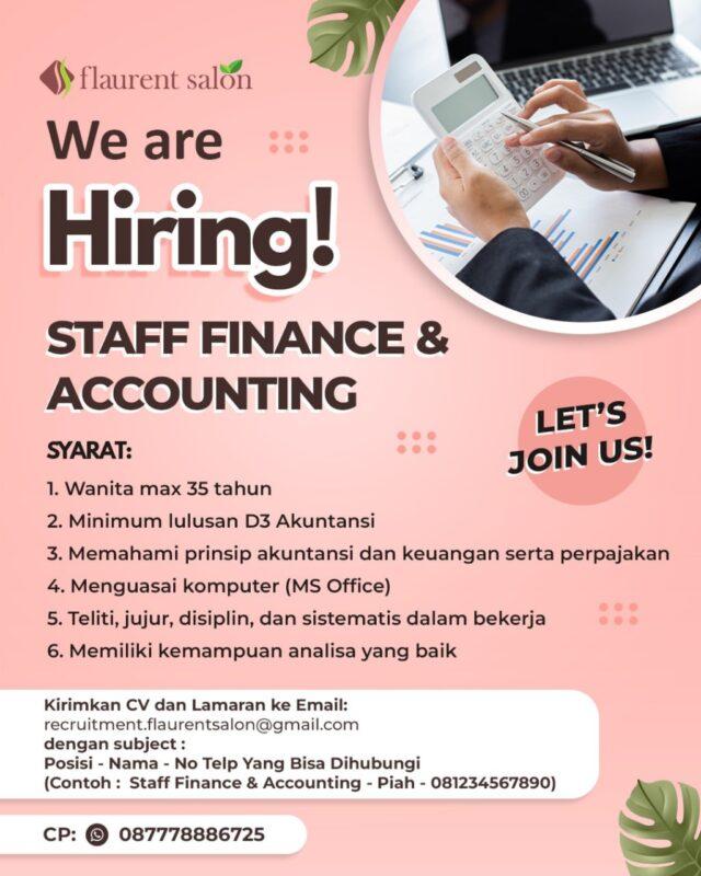 Lowongan Kerja Staff Finance & Accounting - Customer Service di Flaurent Salon Spa - LokerJogja.ID