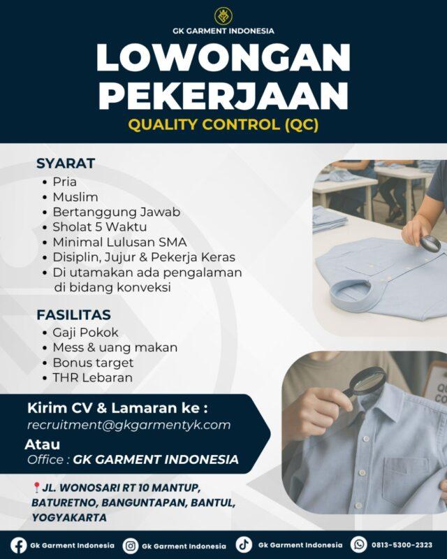 Lowongan Kerja Quality Control (QC) di GK Garment Indonesia - LokerJogja.ID