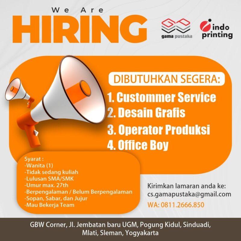 Lowongan Kerja CS - Desain Grafis - Operator Produksi - Office Boy di Gama Pustaka - LokerJogja.ID