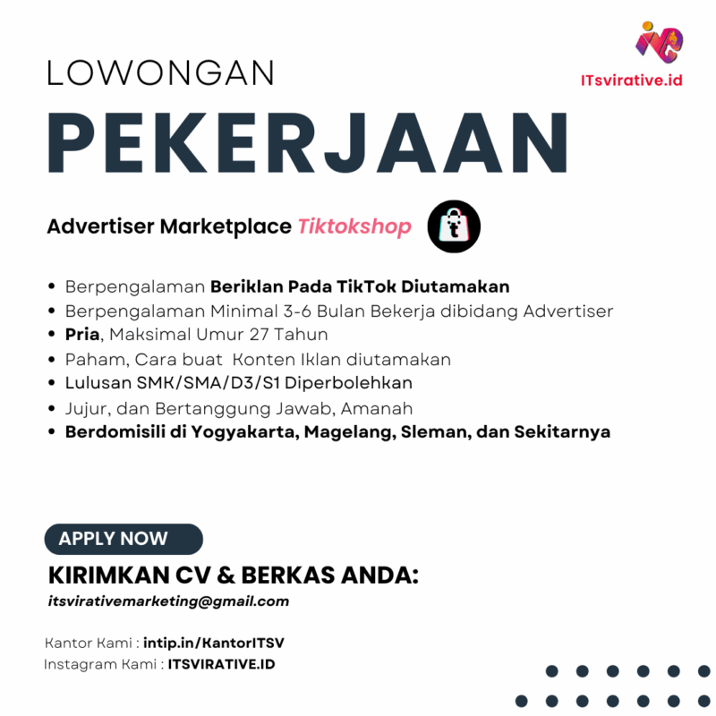 Lowongan Kerja Advertiser Marketplace (Tiktokshop) - Advertiser Marketplace (Shopee) di ...