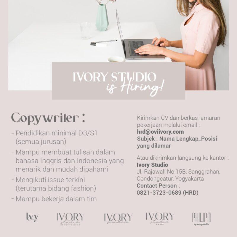 Lowongan Kerja Copywriter - Tenaga Payet, Jahit, Bordir - Live Streamer di Ivory Studio ...