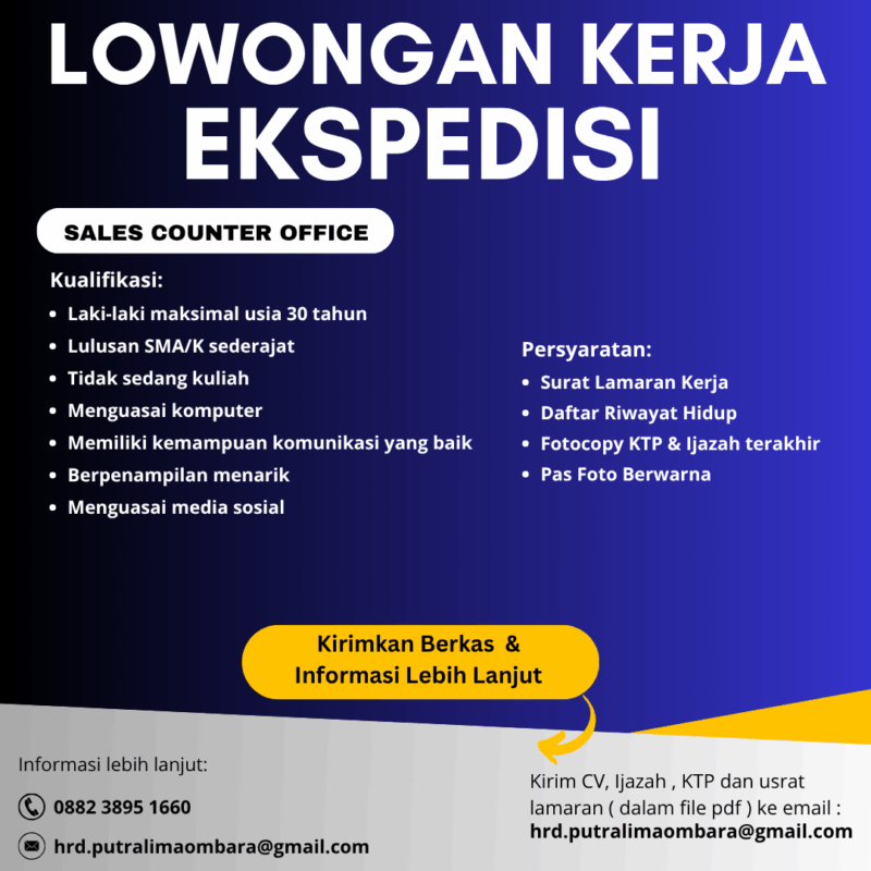 Lowongan Kerja Sales Counter Office di JNT Cargo SLM021B - LokerJogja.ID