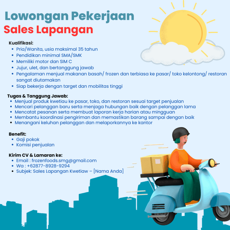 Lowongan Kerja Sales Lapangan di Kwetiau Jempol - LokerJogja.ID
