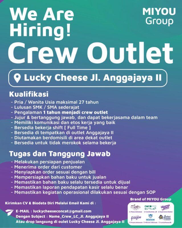 Lowongan Kerja Crew Outlet di Miyou Group (Lucky Cheese) - LokerJogja.ID