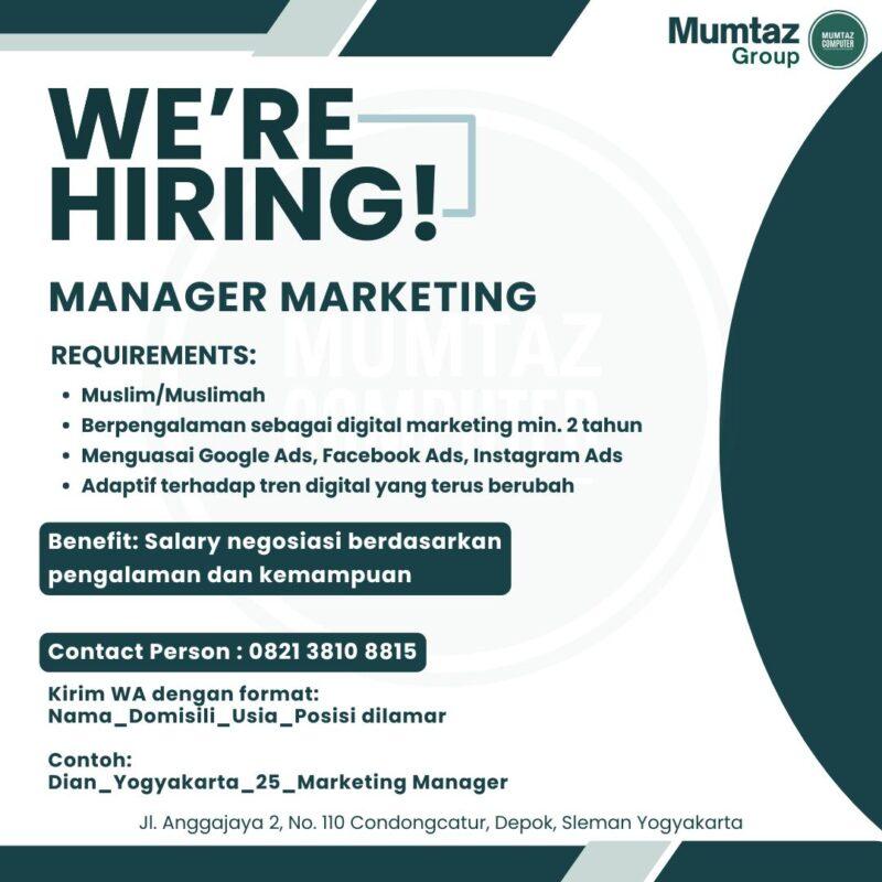 Lowongan Kerja Manager Marketing di Mumtaz Computer - LokerJogja.ID