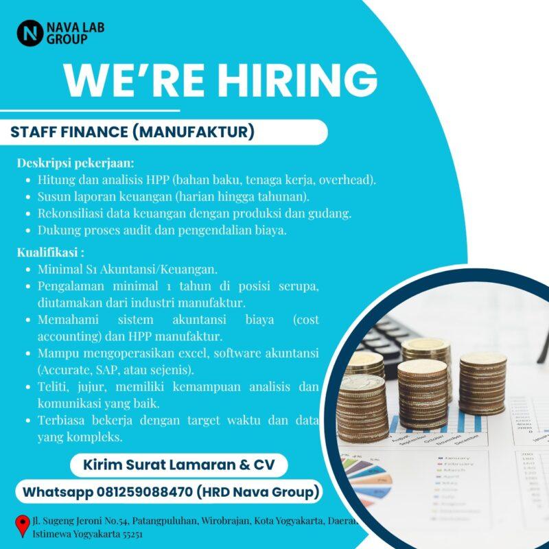 Lowongan Kerja Staff Finance (Manufaktur) di CV. Nava Lab Group - LokerJogja.ID