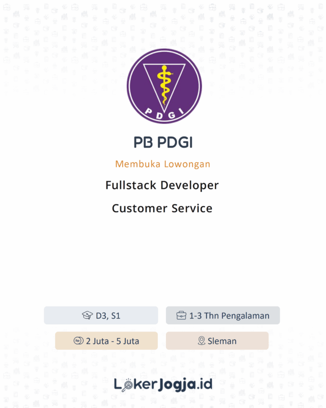 Lowongan Kerja Fullstack Developer - Customer Service di PB PDGI ...