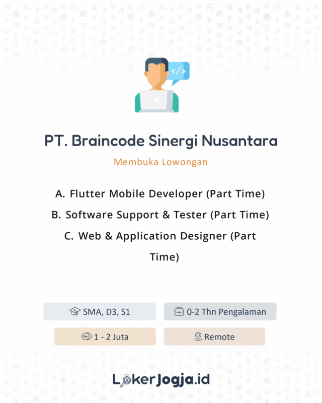 Lowongan Kerja Flutter Mobile Developer (Part Time) - Software Support ...