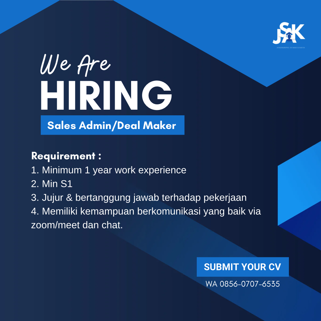 Lowongan Kerja Sales Admin - Social Media Specialist - Ads Specialist - ⁠Tutor Offline - ⁠Staff ...