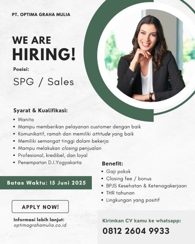 Lowongan Kerja SPG / Sales di PT. Optima Graha Mulia - LokerJogja.ID