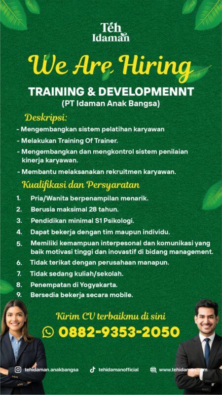 Lowongan Kerja Training & Development - Accounting Staff - Crew Outlet/Barista di PT. Teh Idaman ...