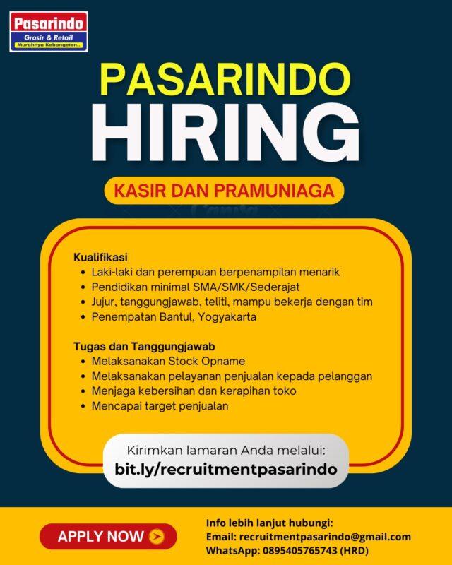 Lowongan Kerja Kasir - Pramuniaga di Pasarindo Grosir & Retail - LokerJogja.ID