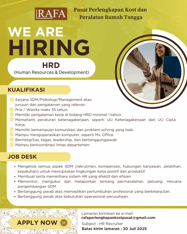 Lowongan Kerja HRD di RAFA - LokerJogja.ID