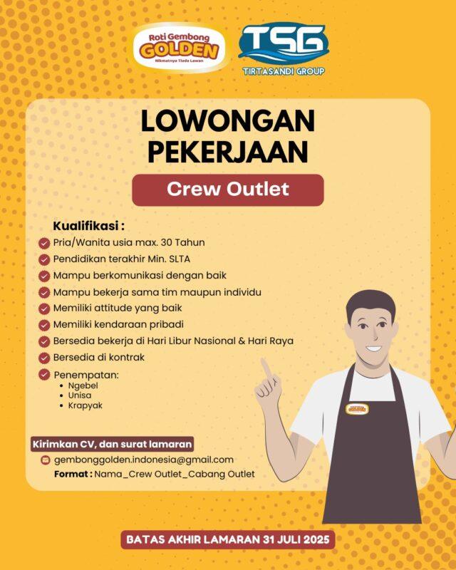 Lowongan Kerja Crew Outlet di Roti Gembong Golden Indonesia - LokerJogja.ID