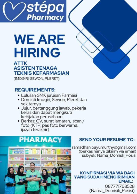Lowongan Kerja ATTK - Asisten Tenaga - Teknis Kefarmasian di Stepa ...