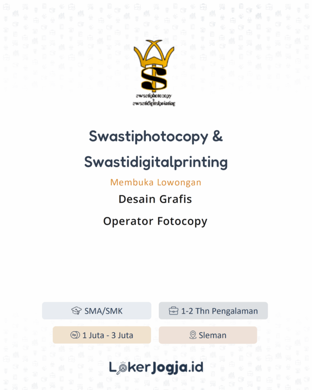Lowongan Kerja Desain Grafis - Operator Fotocopy di Swastiphotocopy ...