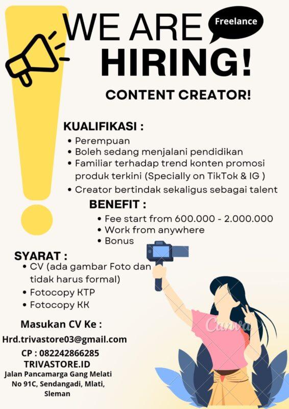 Lowongan Kerja Content Creator di Trivastore - LokerJogja.ID