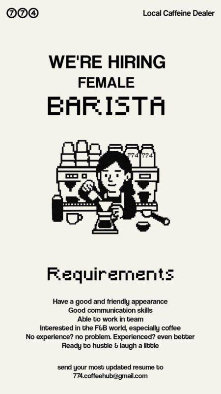 Lowongan Kerja Female Barista di 774 Hub - LokerJogja.ID