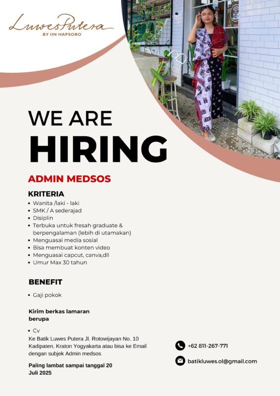 Lowongan Kerja Admin Medsos di Batik Luwes Putera - LokerJogja.ID