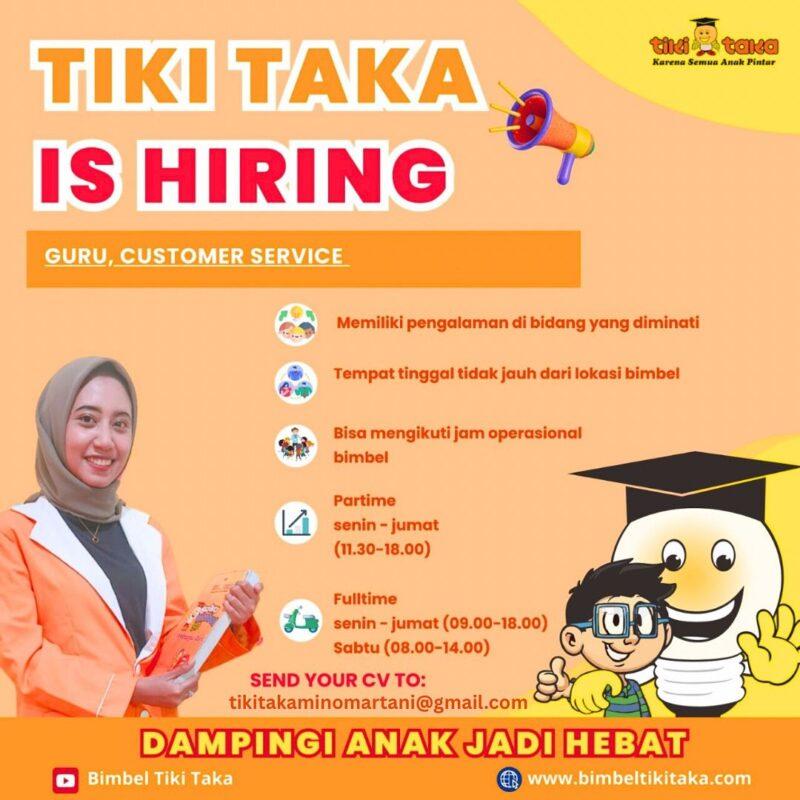 Lowongan Kerja Guru - Customer Service di Bimbel Tiki Taka - LokerJogja.ID