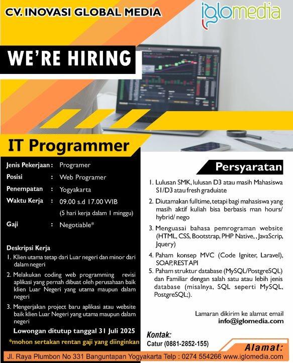 Lowongan Kerja Programmer di CV. Inovasi Global Media - LokerJogja.ID
