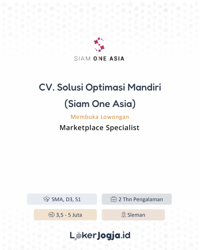 Lowongan Kerja Marketplace Specialist di CV. Solusi Optimasi Mandiri ...