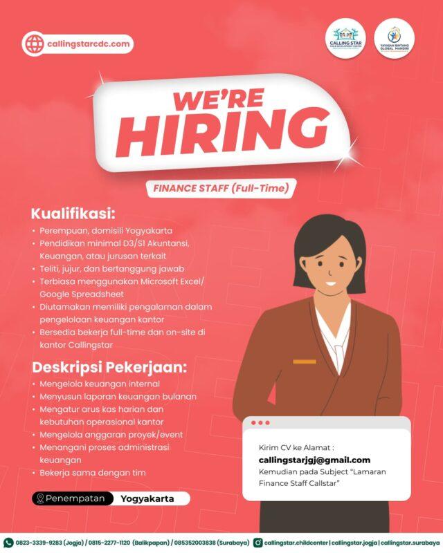 Lowongan Kerja Finance Staff di Calling Star Child Development Center ...