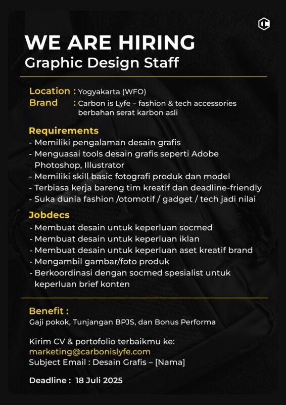 Lowongan Kerja Graphic Design Staff di Carbon is Lyfe - LokerJogja.ID