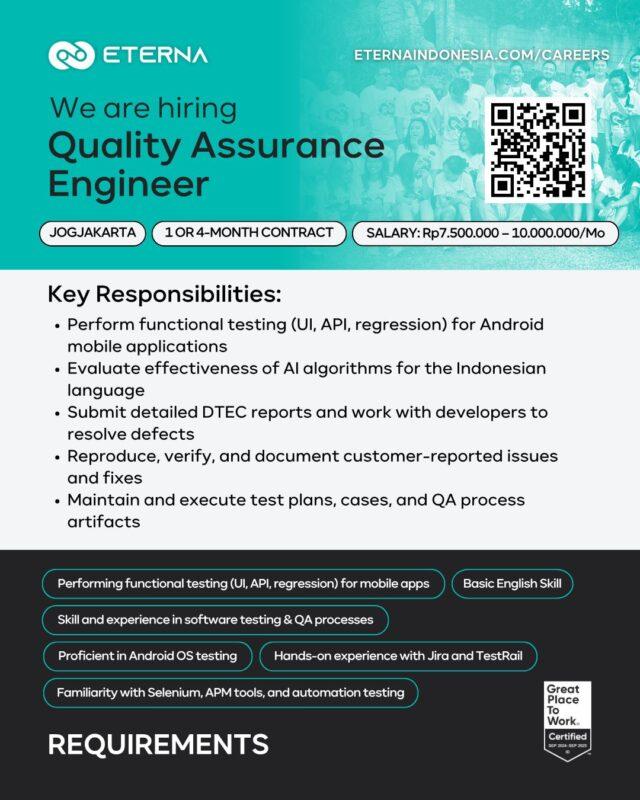 Lowongan Kerja Quality Assurance Engineer - Data Annotator di Eterna Indonesia - LokerJogja.ID