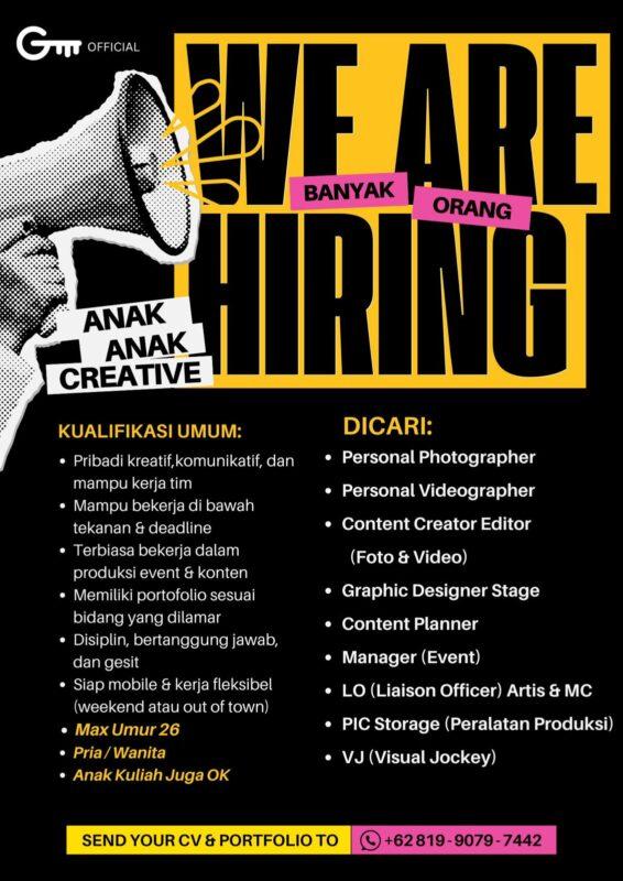 Lowongan Kerja Personal Photographer - Personal Videographer - Content Creator Editor (Foto ...