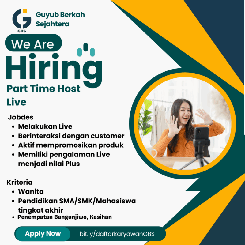 Lowongan Kerja Part Time Host Live di Guyub Berkah Sejahtera ...