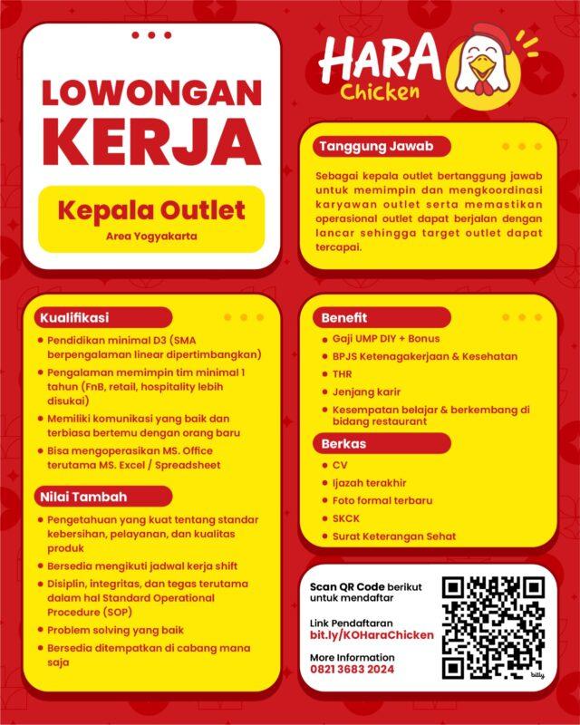 Lowongan Kerja Kepala Outlet di Hara Chicken - LokerJogja.ID