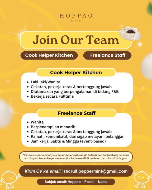 Lowongan Kerja Cook Helper Kitchen - Freelance Staff di Hoppao ...