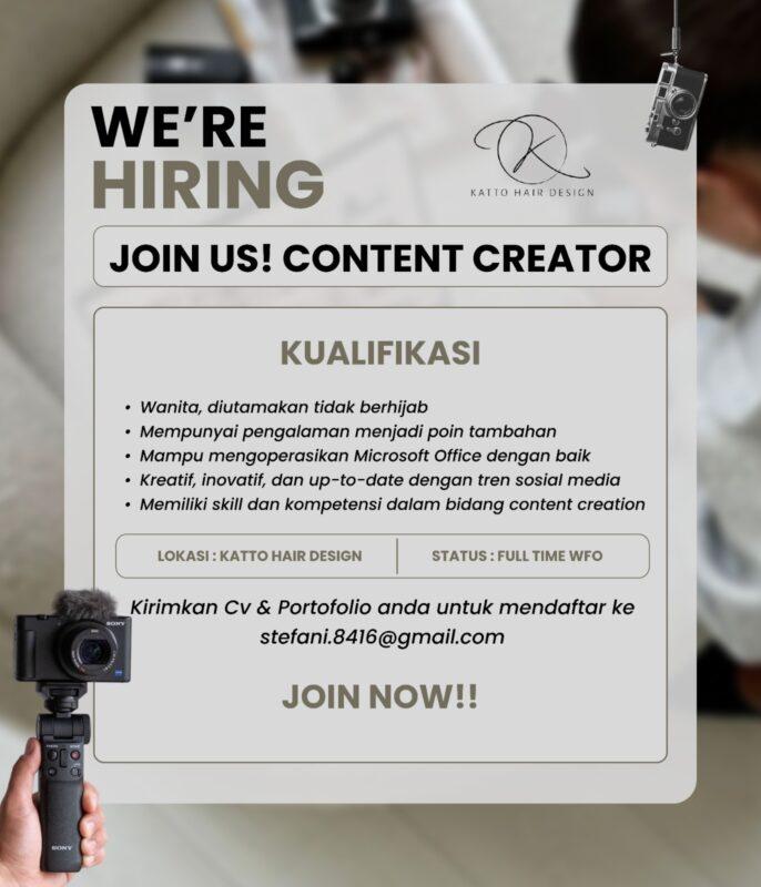 Lowongan Kerja Content Creator di Katto Hair Design - LokerJogja.ID