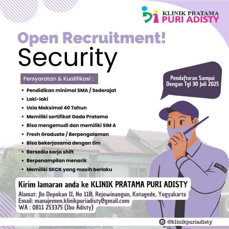 Lowongan Kerja Security di Klinik Pratama Puri Adisty - LokerJogja.ID