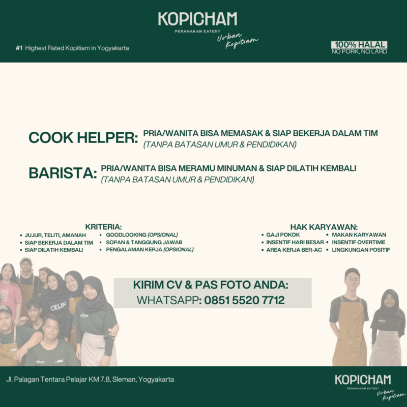 Lowongan Kerja Cook Helper - Barista di Kopicham Urban Kopitiam ...