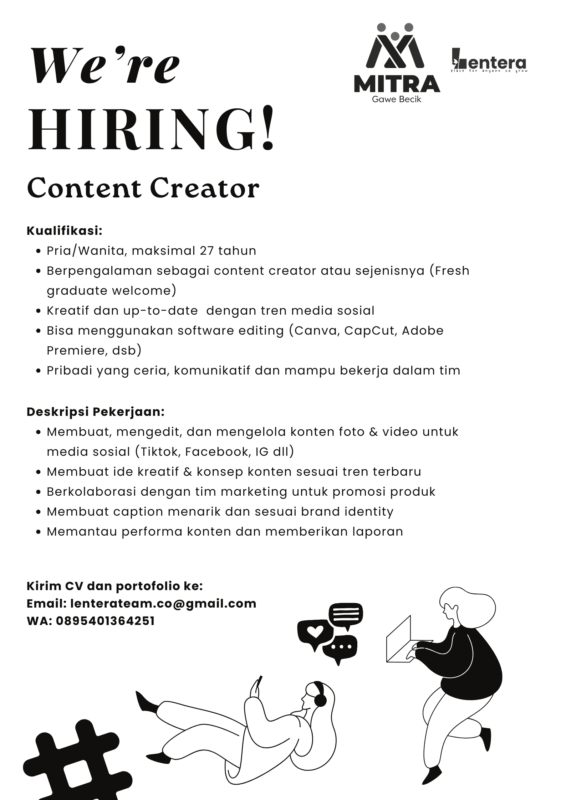 Lowongan Kerja Content Creator di Lentera Mitra Gawe Becik - LokerJogja.ID